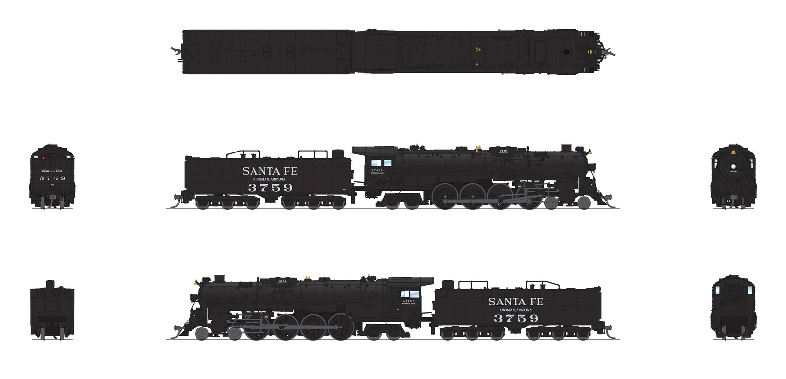 9404 ATSF 4-8-4, #3759, As Appears Today, Paragon4 Sound/DC/DCC, N, w/