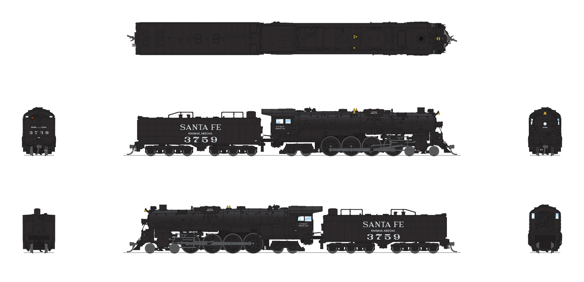 9404 ATSF 4-8-4, #3759, As Appears Today, Paragon4 Sound/DC/DCC, N, w/