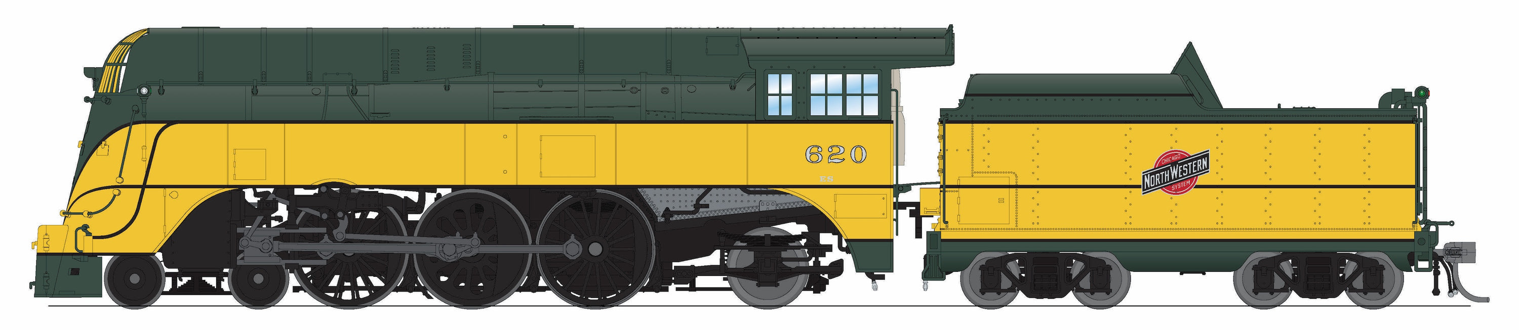 9551 C&NW 4-6-2 "Yellow Jacket", #620, 1952 Appearance, No-Sound / DCC