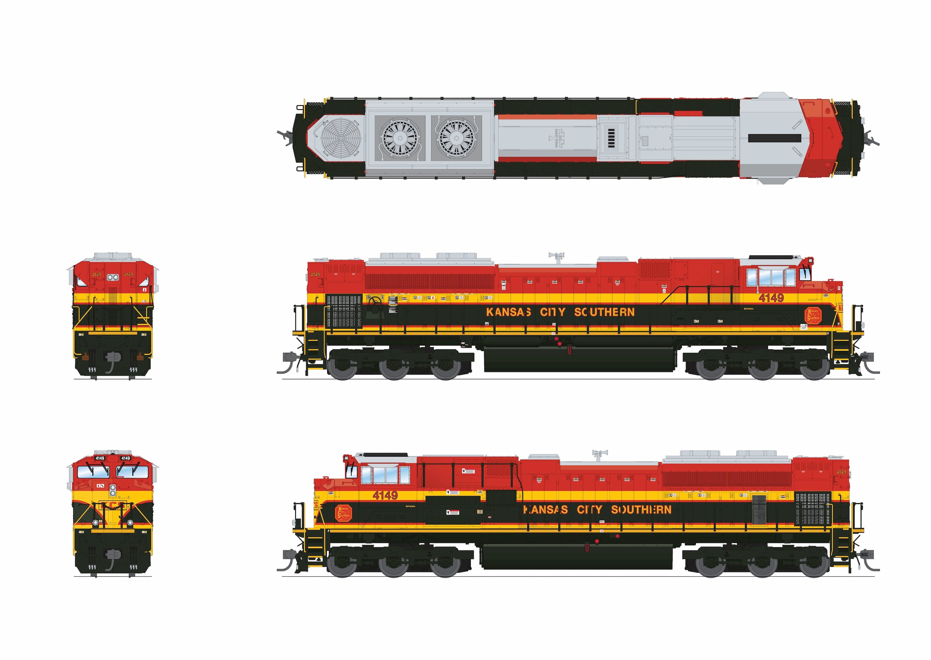 9767 EMD SD70ACe, KCS 4156, Belle Paint Scheme, No-Sound / DCC-Ready,