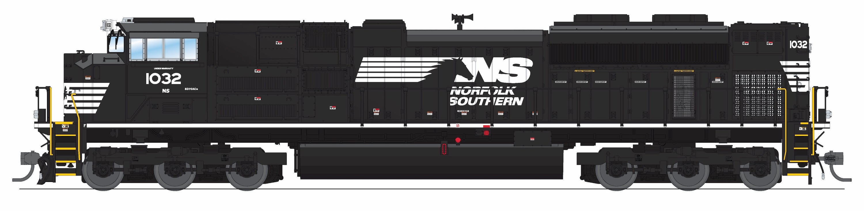 9768 EMD SD70ACe, NS 1032, Black & White, Paragon4 Sound/DC/DCC, w/ Sm