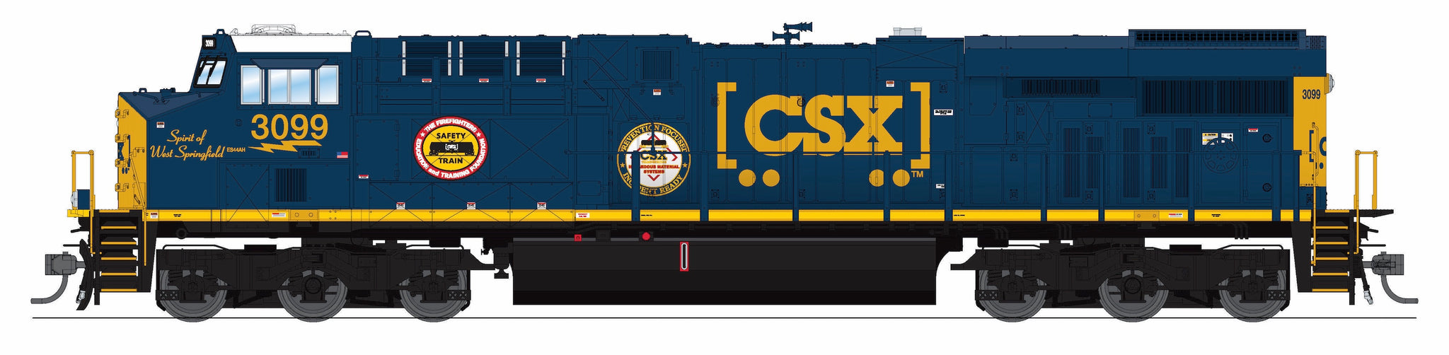 9867 GE ES44AC, CSX 3099, Boxcar Scheme, "Spirit of West Springfield",